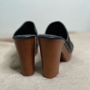 ocho toros | Shoes | Brand New Wood Sole Studded Black Platform Mules ...